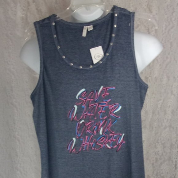 Cato | Tops | Save Water Drink Whiskey Gray Knit Tank Top | Poshmark